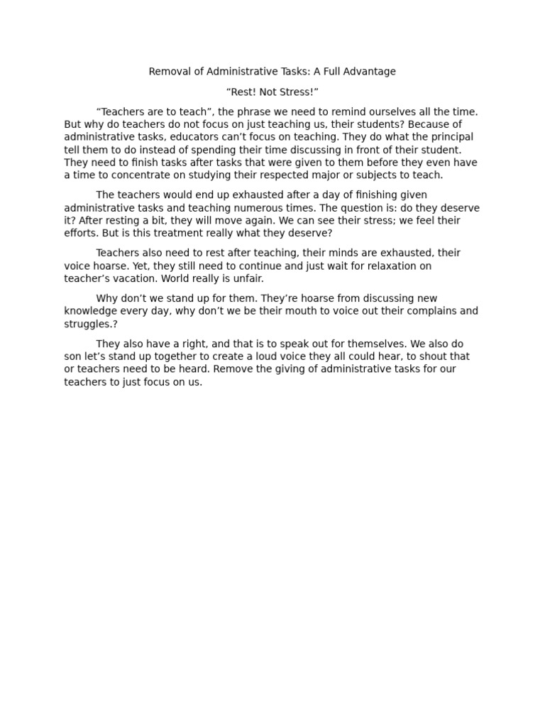 Removal of Administrative Tasks | PDF