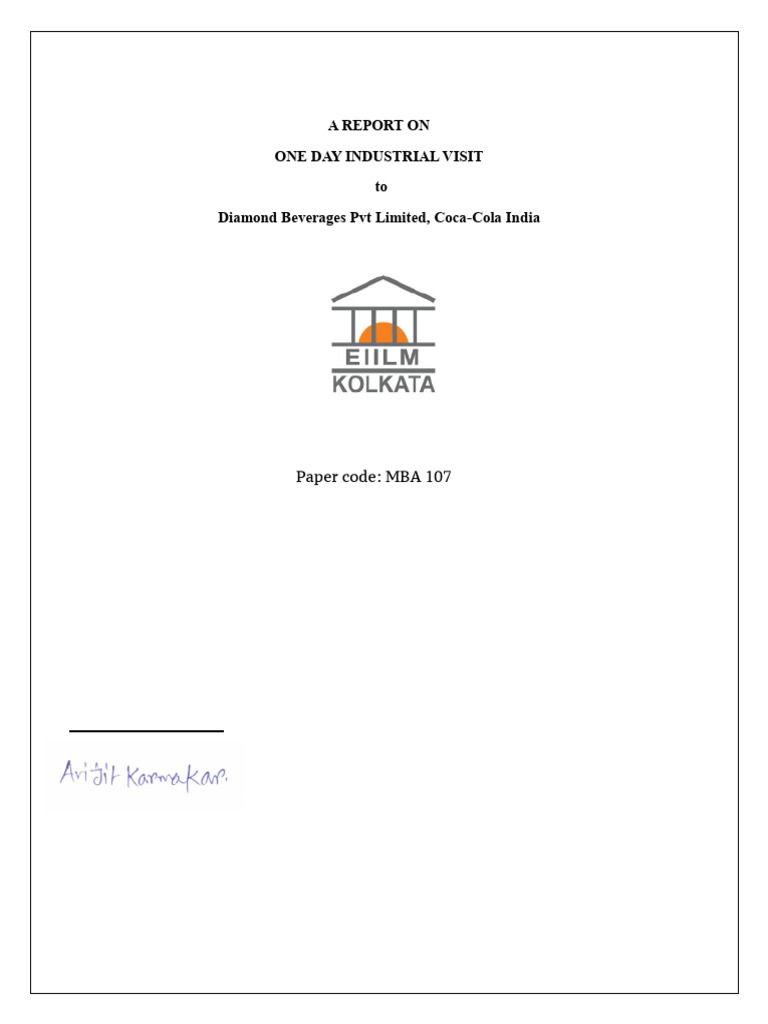 Industrial Visit Report: Diamond Beverages | PDF | The Coca Cola ...