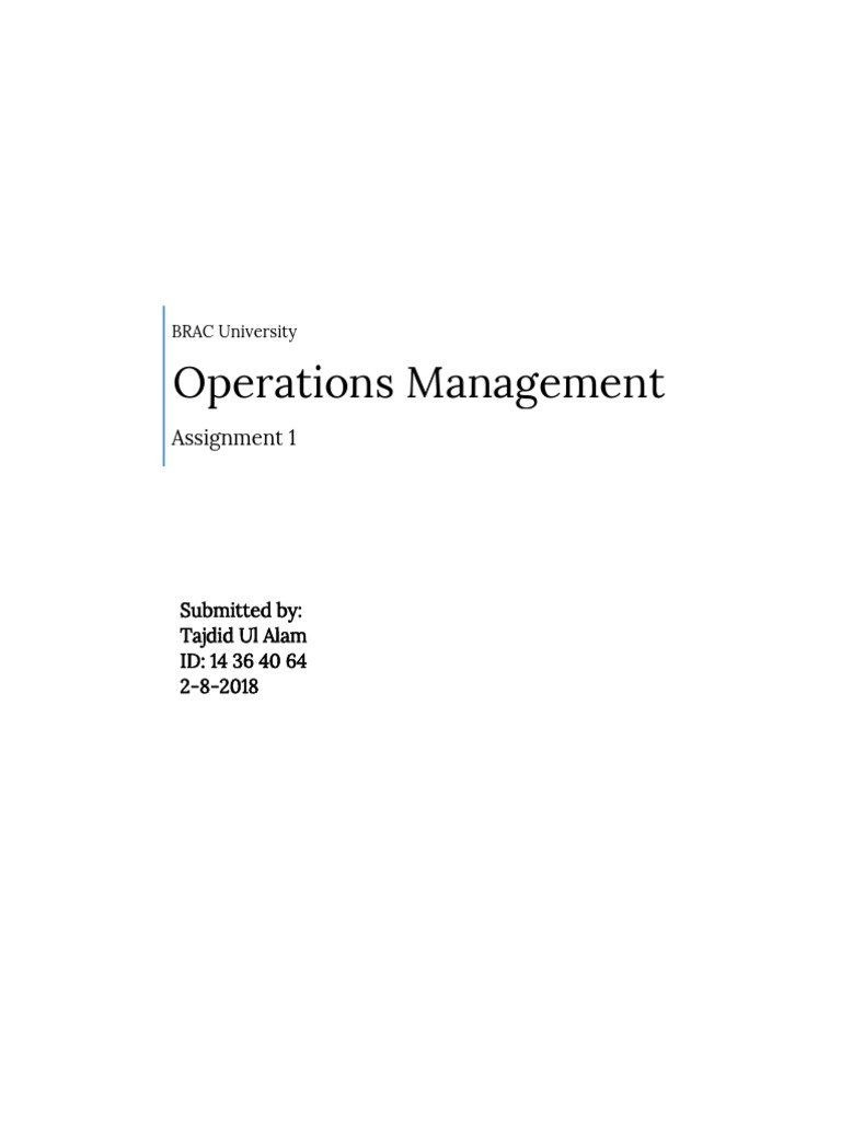 Operations Management Assignment 1 Chapt | PDF | Production And ...