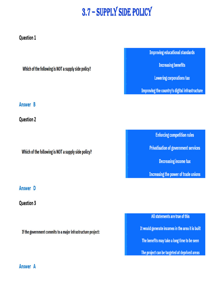 3.7 Supply Side Policy - MS | PDF | Supply Side Economics | Taxes