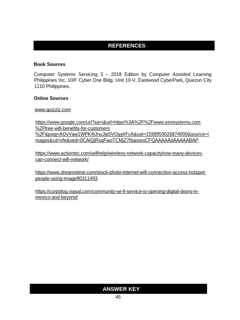 Reference and Answer Key CSS NC Ii | PDF | Computer Hardware | Computer ...