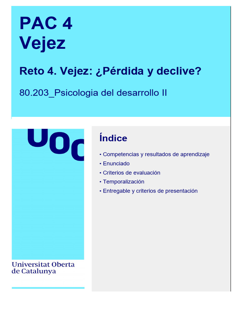 Enunciado PAC 4 ES | PDF | Envejecimiento | Vejez