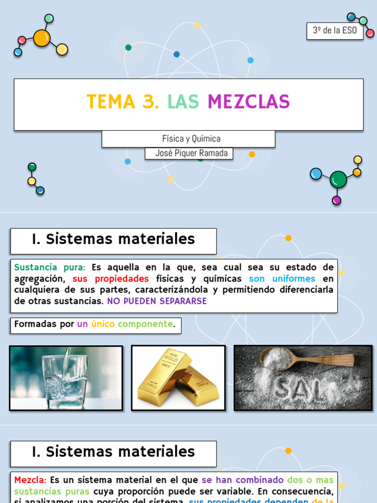 Tema 3. Las Mezclas | PDF | Mezcla | Solubilidad