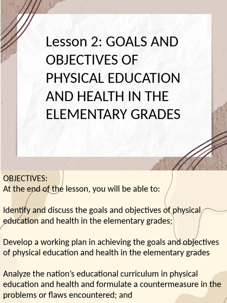 Goals of Physical Education in Schools | PDF | Physical Education ...