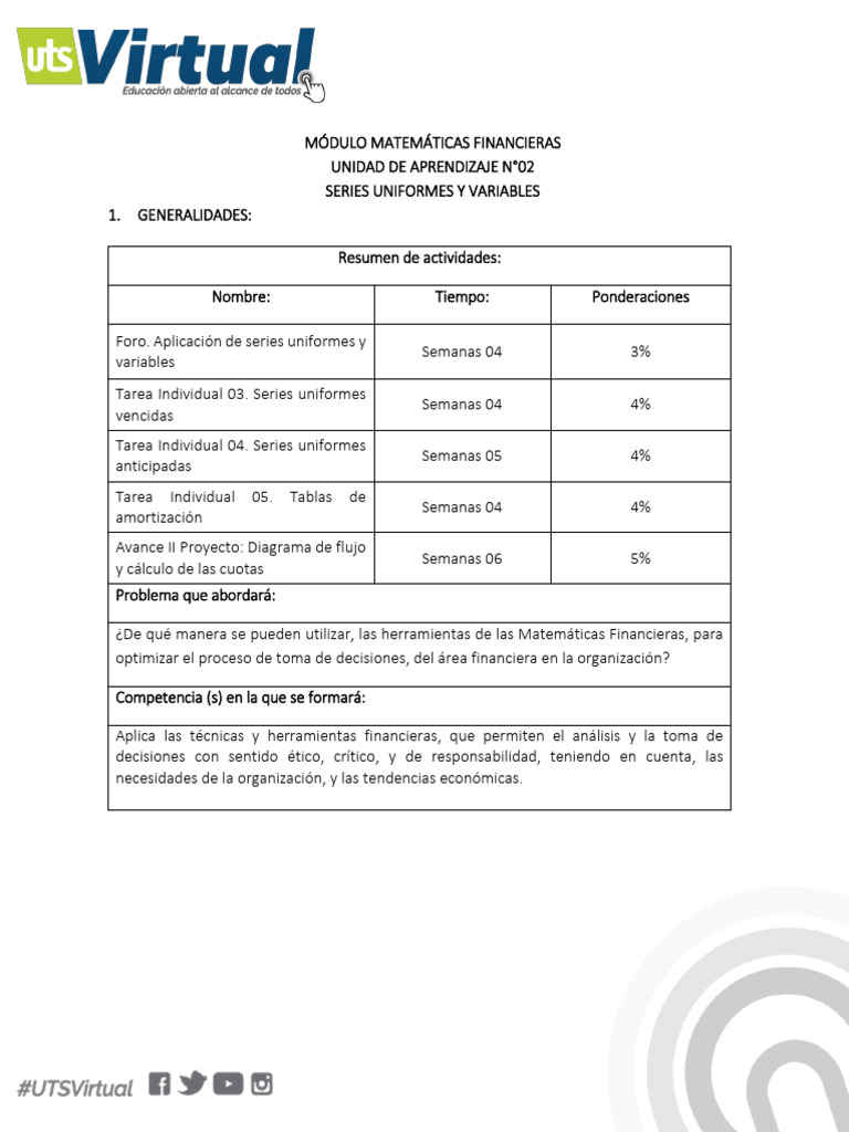 Aplicaciones de Series Uniformes Financieras | PDF | Aprendizaje ...