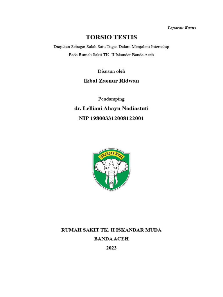 Laporan Kasus Torsio Testis | PDF