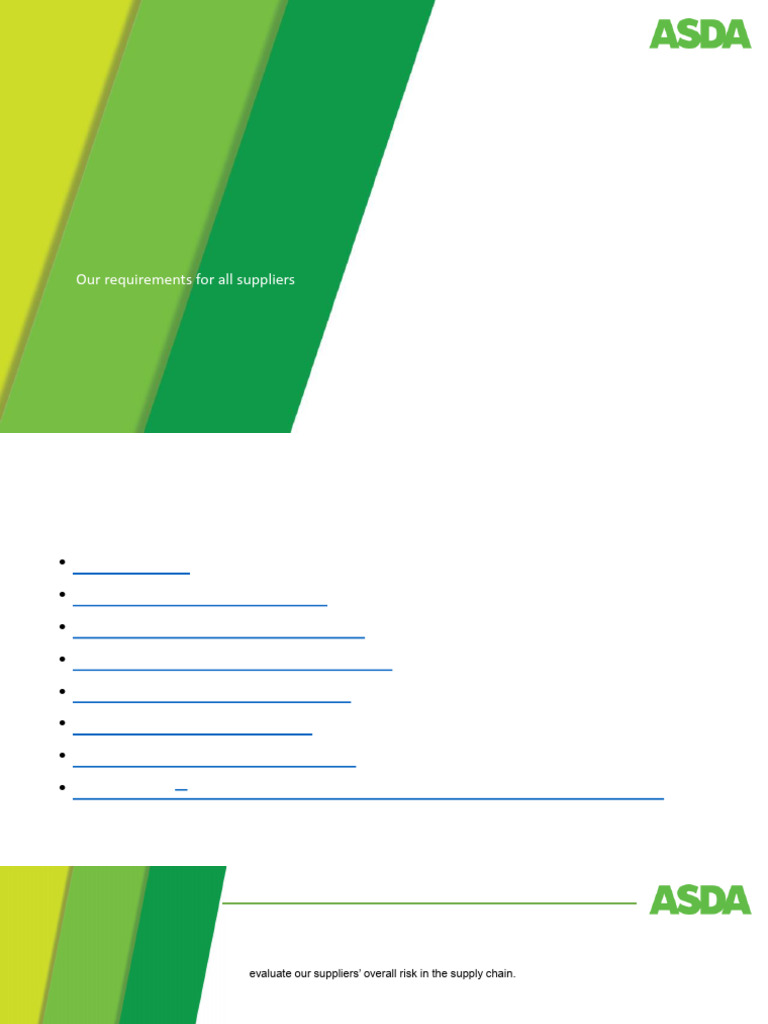 Asda Supplier Compliance Guide | PDF | Supply Chain | Audit
