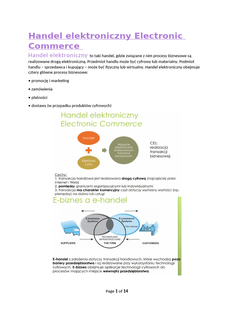 Handel Elektroniczny Electronic Commerce | PDF