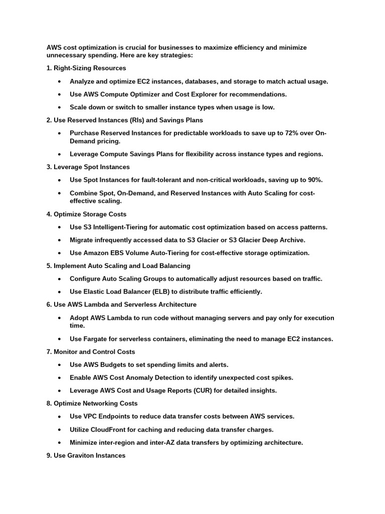 aws top cost optimization services | PDF | Amazon Web Services | Computer Engineering