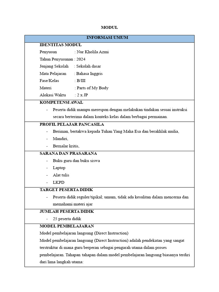 Modul TPR Kelas 3 | PDF