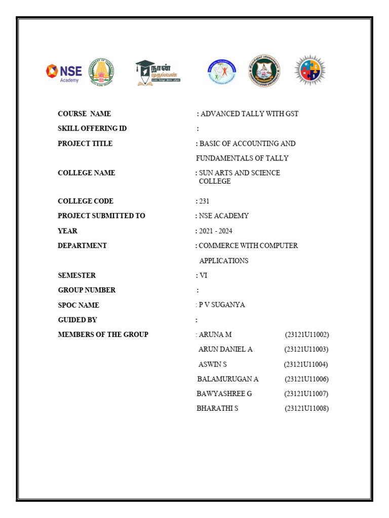Advanced Tally with GST Project | PDF