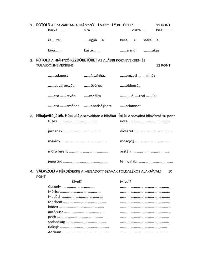 Helyesírási Gyakorlatok | PDF