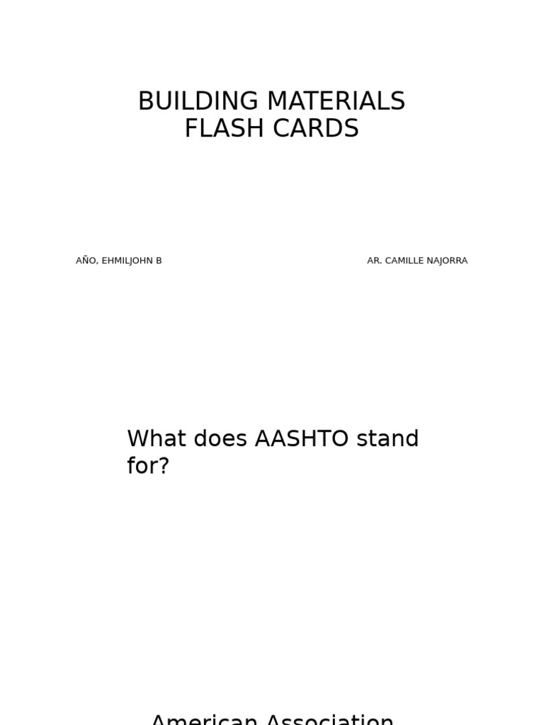 Building Materials Flashcard (1) | PDF | Wood | Concrete