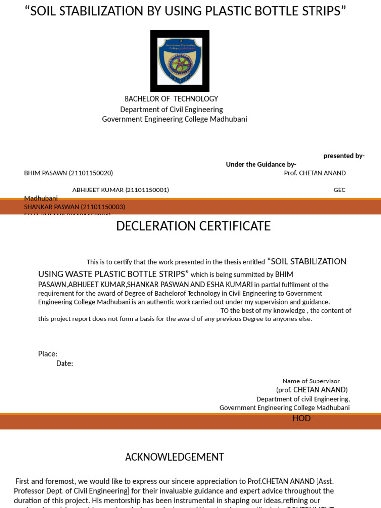 Soil Stabilization Using Waste Plastic Materials Bottle Strips | PDF ...