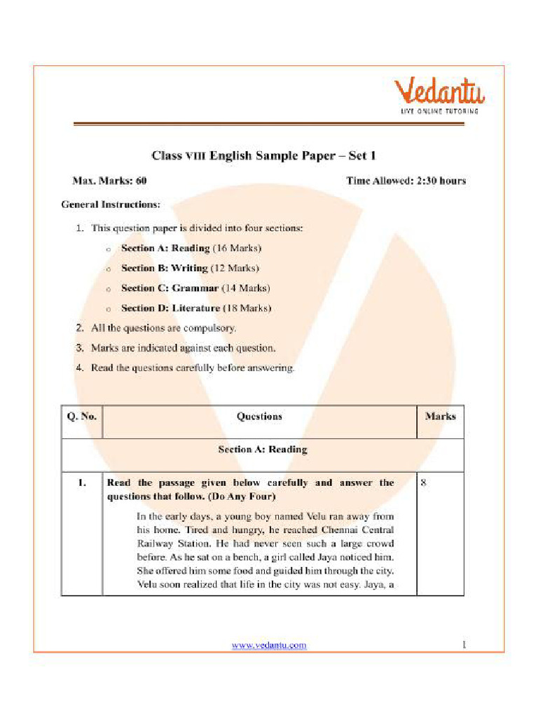 English Testpaper1 | PDF