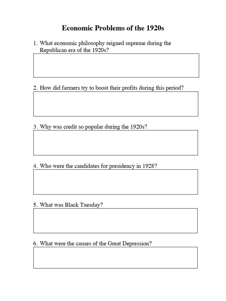 1920s Economic Challenges Quiz | PDF
