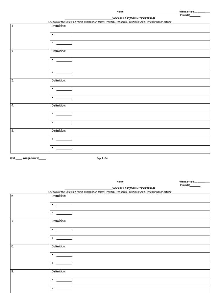 Persia Vocabulary Definition-Terms Format | PDF | Lexicography | Lexicology