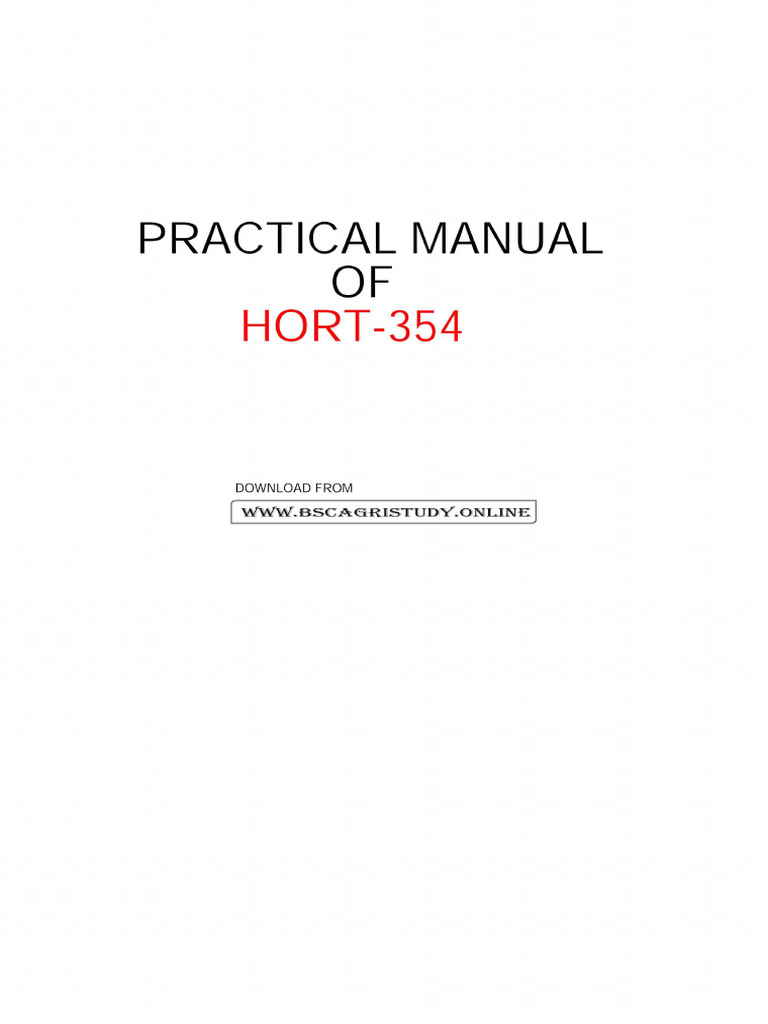Hort 354 Practical Manual 1 | PDF