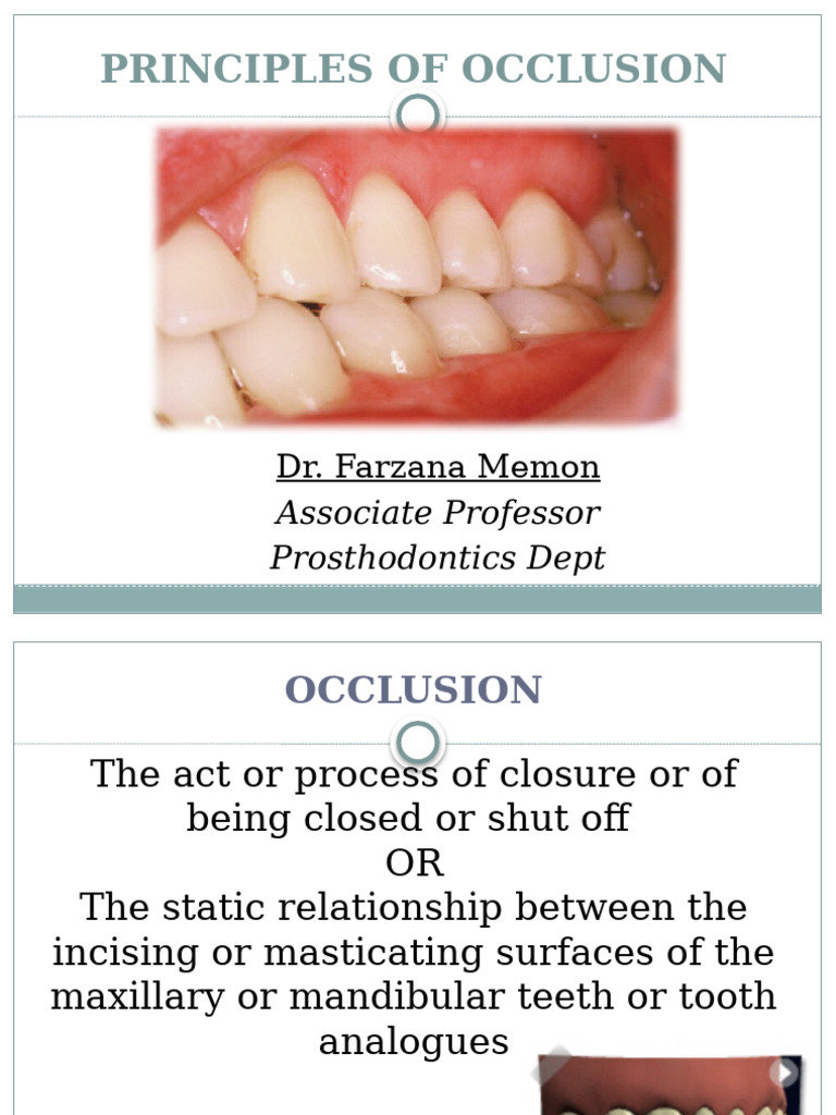 3rd Lec Principles of Occlusion | PDF | Dentistry Branches | Dental Anatomy