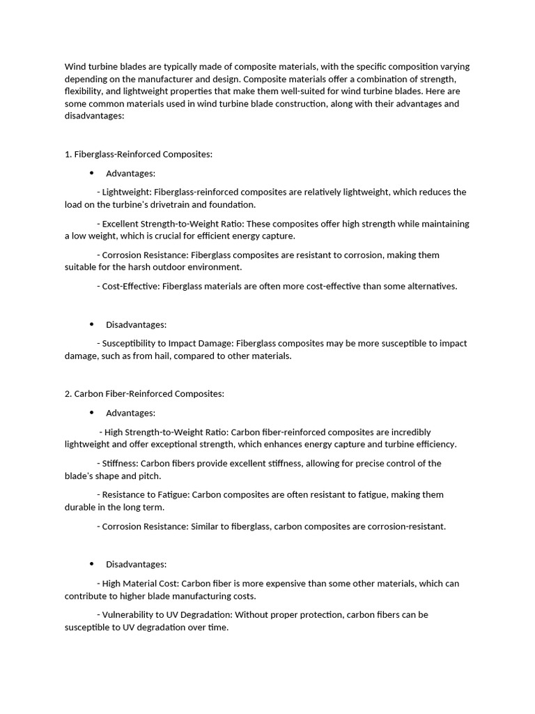 Wind Turbine Blade Material Overview | PDF | Composite Material ...