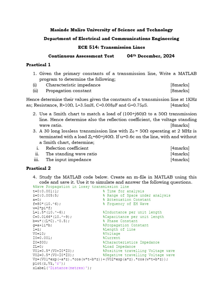 ECE 514 Practical &Assign-Dec 2024 | PDF | Transmission Line ...