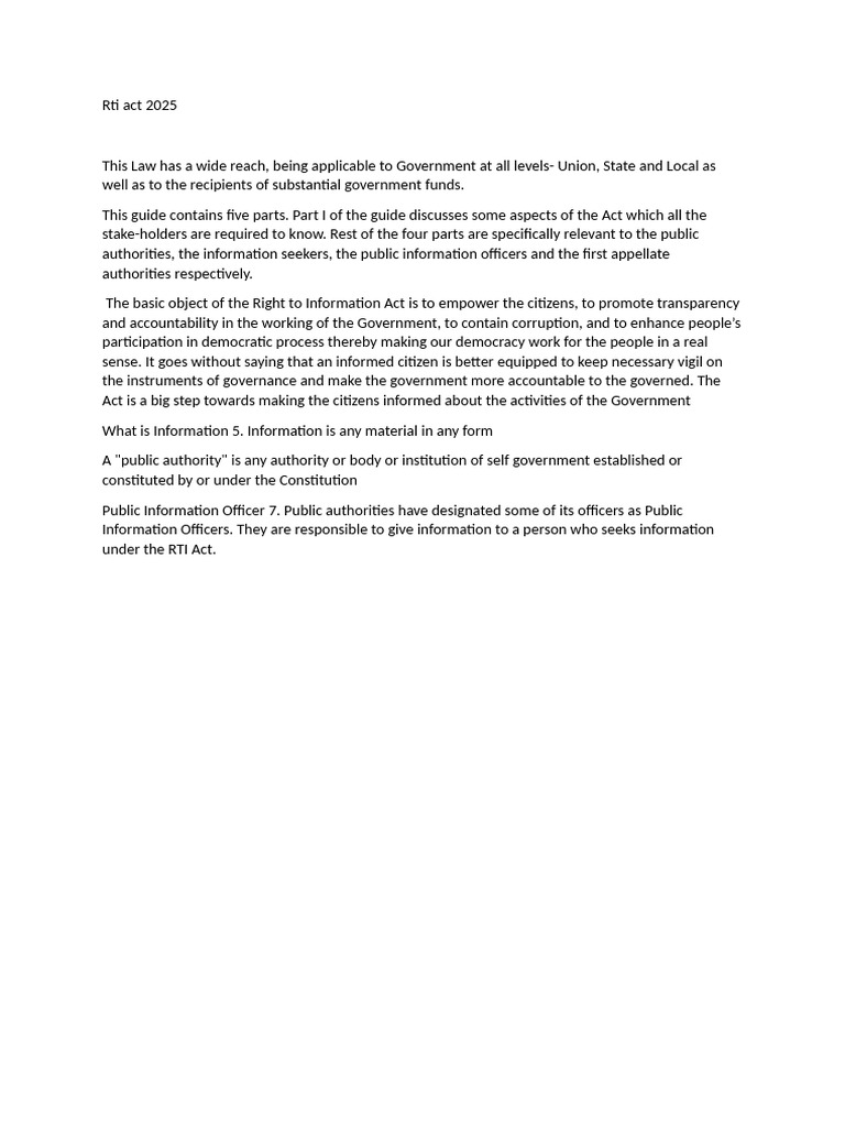 Rti Act 2025 | PDF