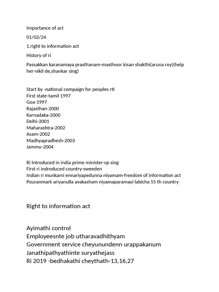 Overview of India's Right to Information Act | PDF