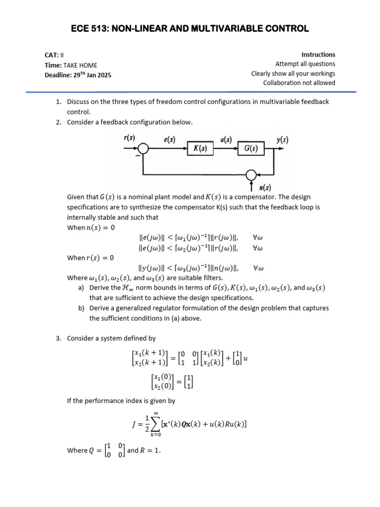 ECE 513_CATII | PDF | Control Theory | Feedback