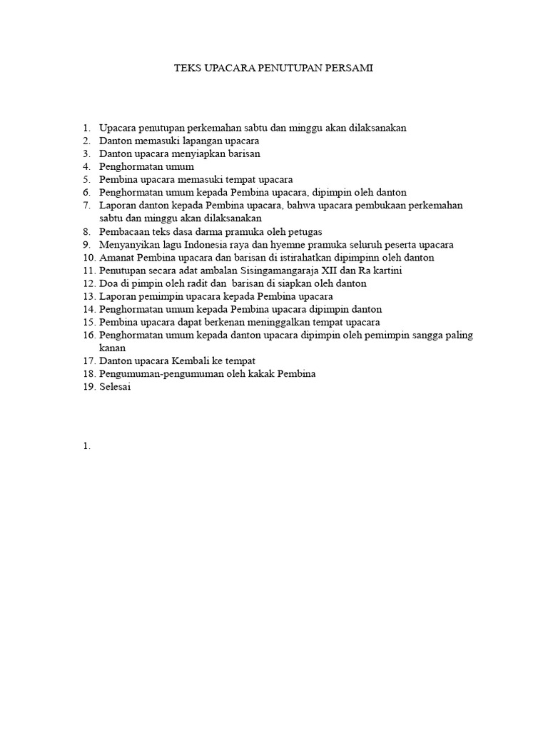 Prosedur Upacara Penutupan Persami | PDF