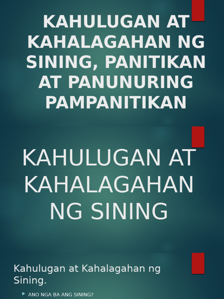 Kahulugan at Kahalagahan NG Sining Panitikan at | PDF