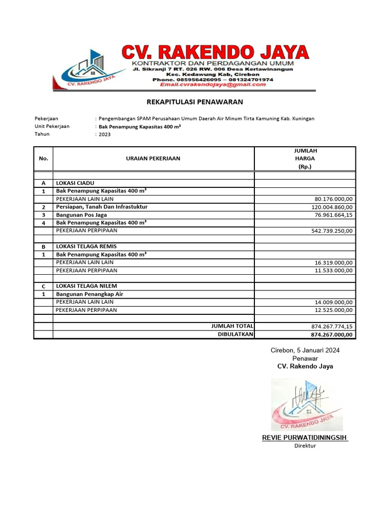 PENAWARAN BU RERE 5 Jan 2024 | PDF