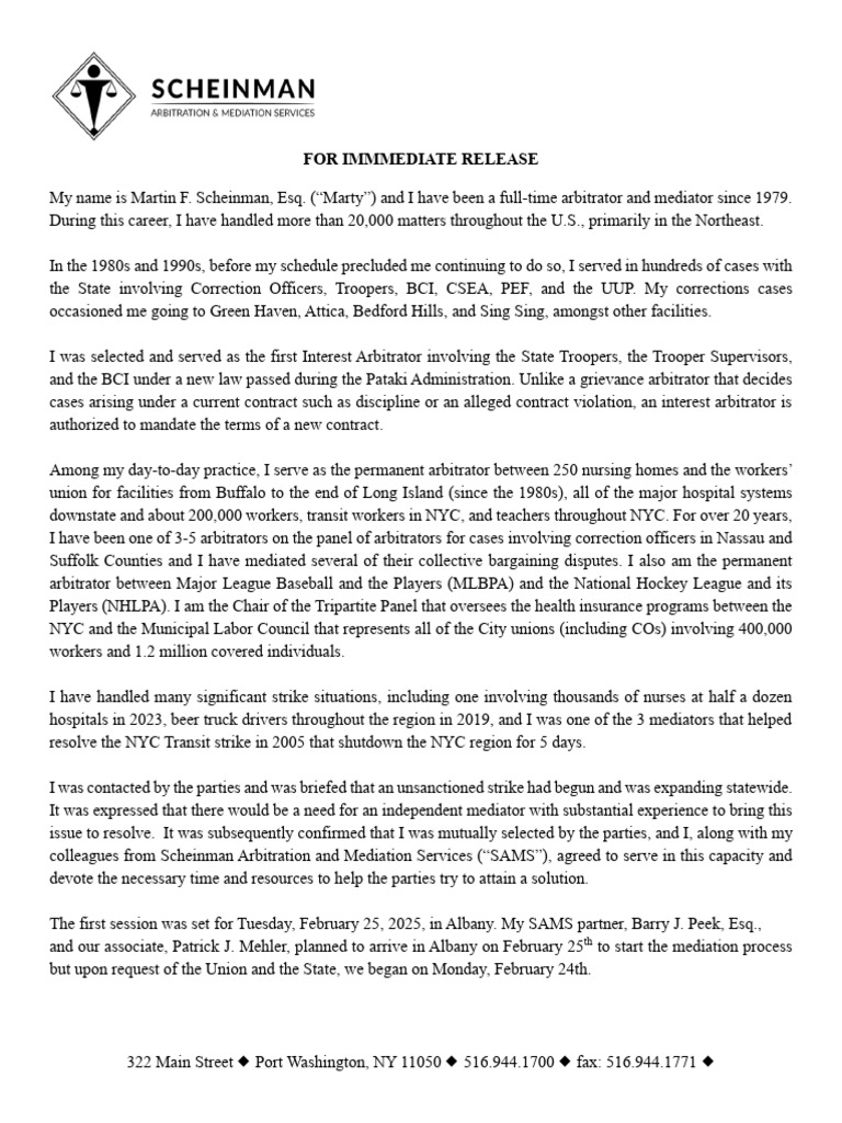 Consent Award for NY Correction Officers | PDF | Overtime | Mediation