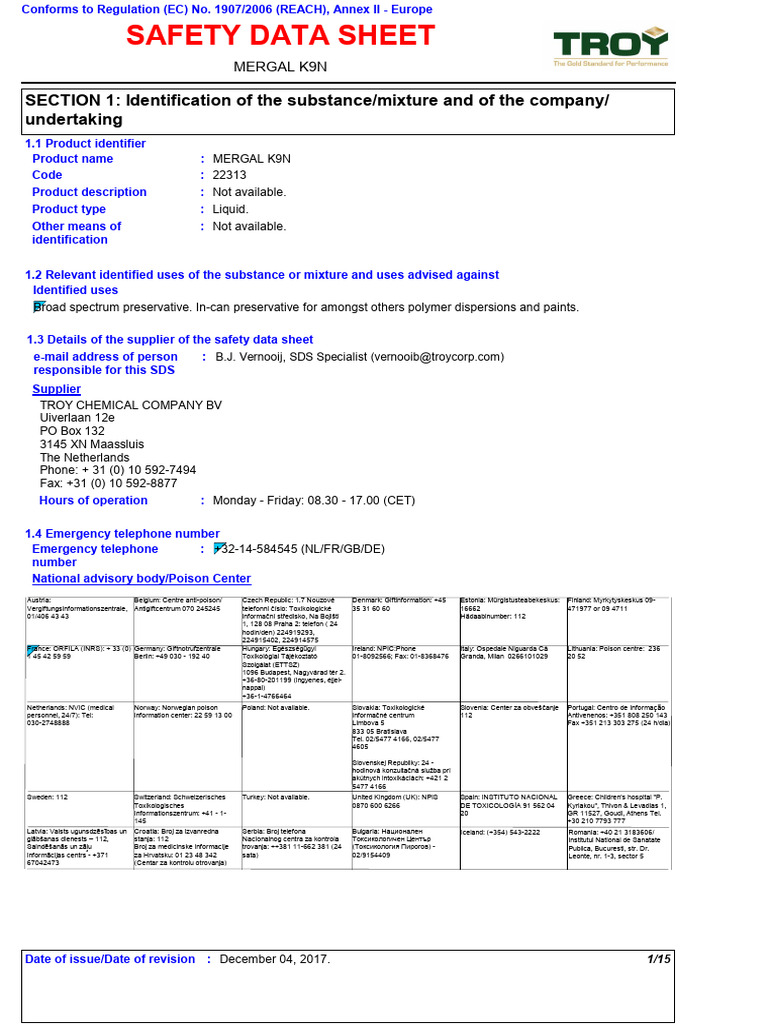 Mergal K9N - Product - Information - EN - SDS | PDF | Occupational ...