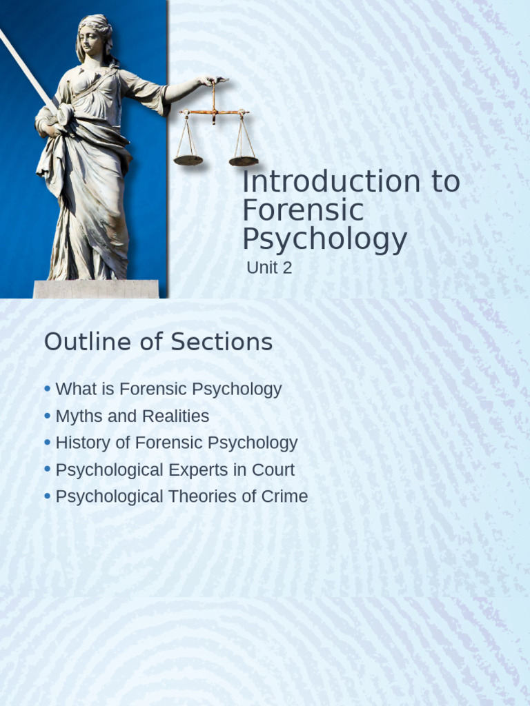 Unit 2 Slides Introduction To Forensic Psychology-3 | PDF | Forensic ...