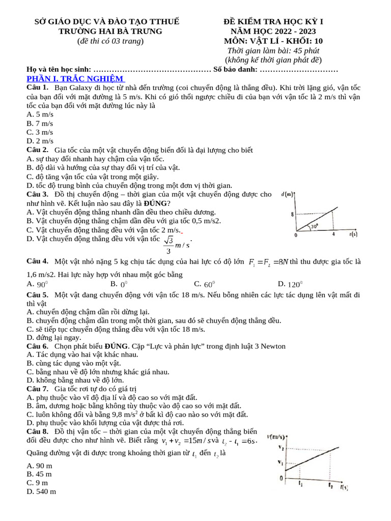 Bộ Đề Thi Hk1 - 10 - Gv | PDF