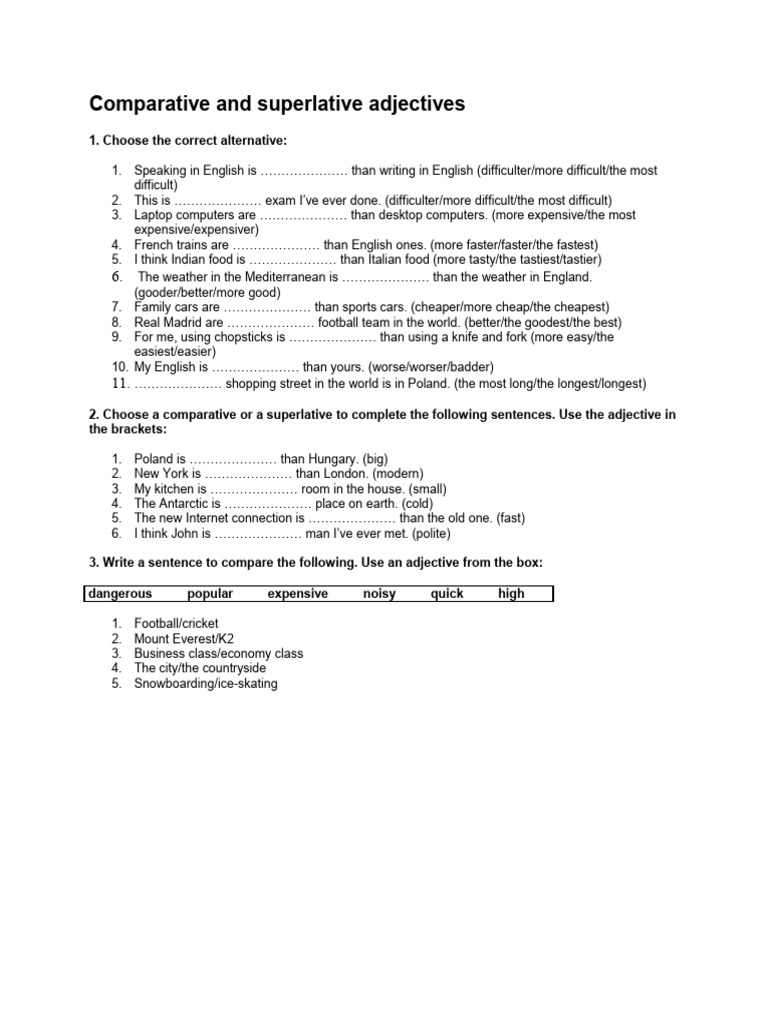 Comparative and Superlative Adjectives | PDF