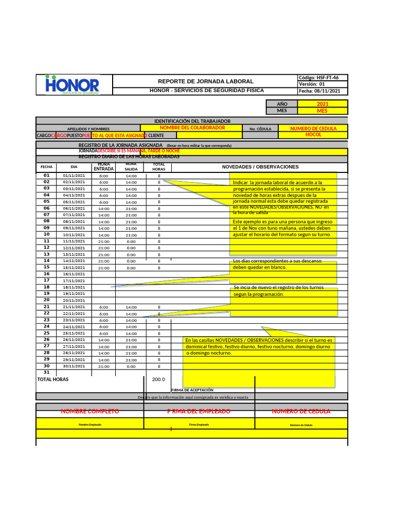 Ejemplo Reporte Laboral | PDF