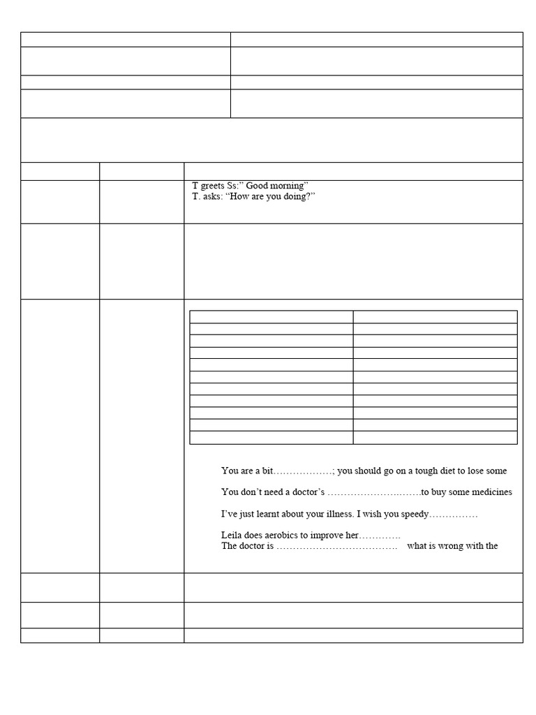 Health Problems Vocabulary Lesson Plan | PDF | Medicine | Health Care