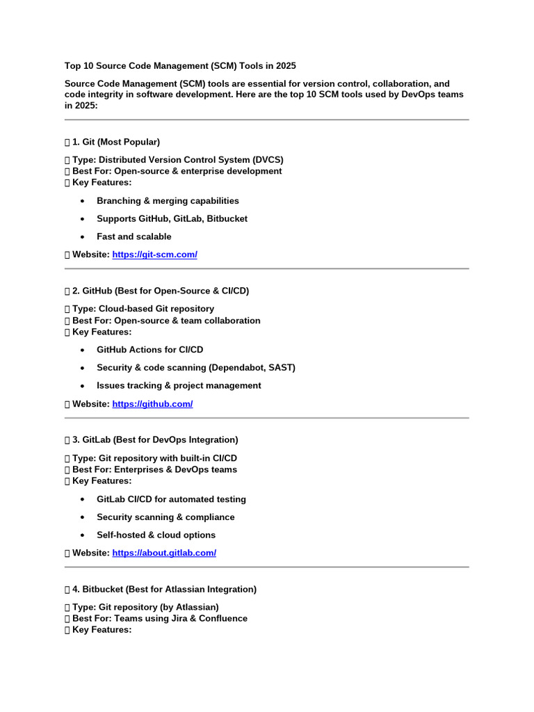 scm tools | PDF | Version Control | Application Software