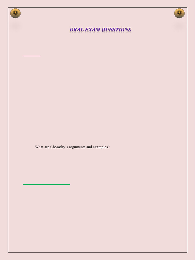 Teaching Oral Exam Questions | PDF | Educational Technology | Teaching ...