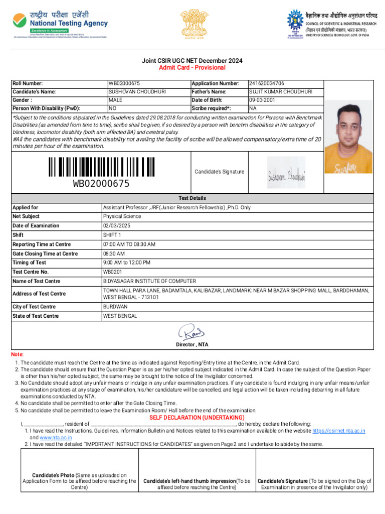 Joint Csir-Ugc Net December-2024 | PDF