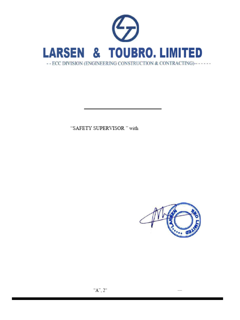 Safety Supervisor Experience Certificate | PDF