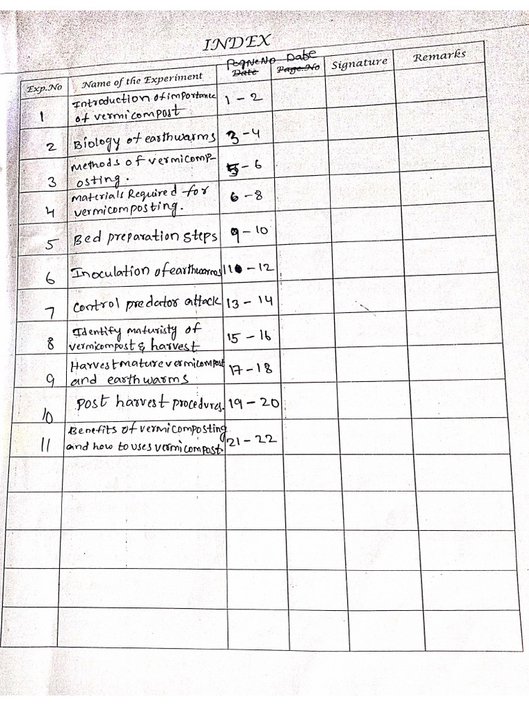 Lab Record (Vermicompost) | PDF