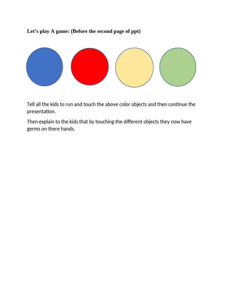 Germs and Color Object Game | PDF
