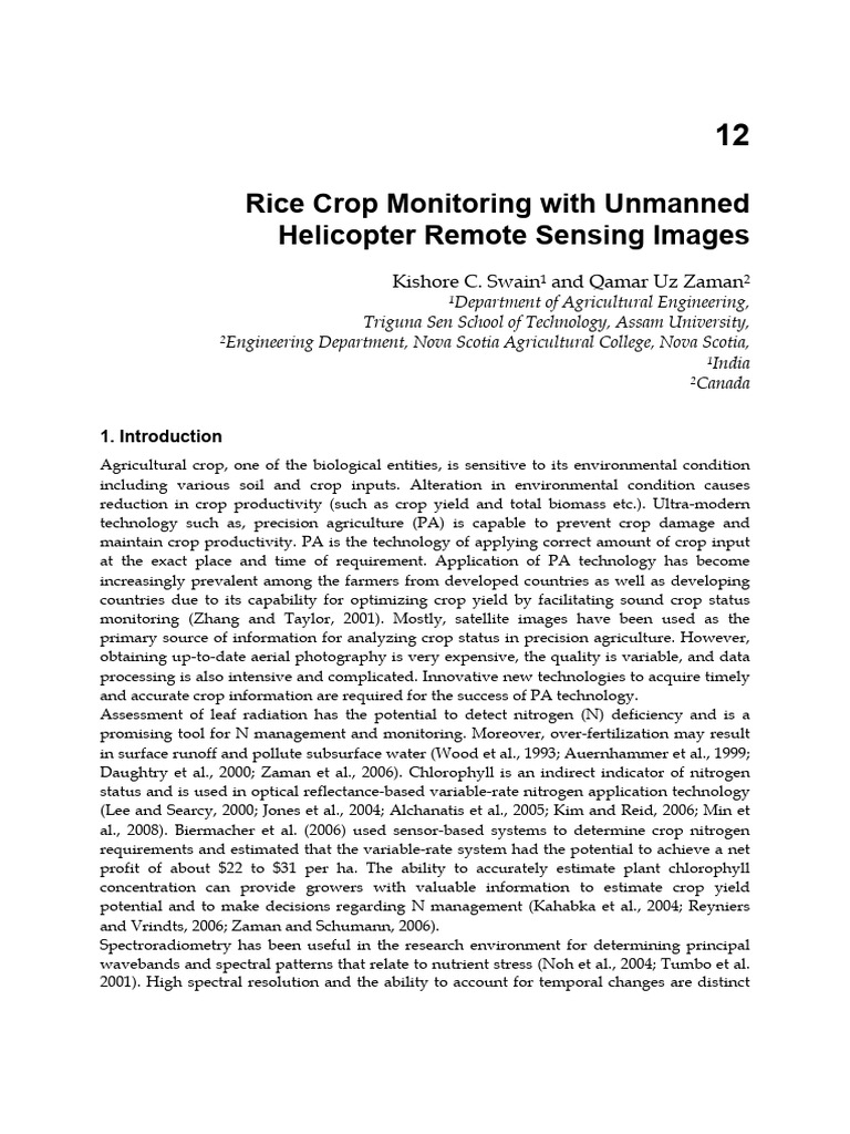 Rice Crop Monitoring With Unmanned Helicopter Remote Sensing Images ...