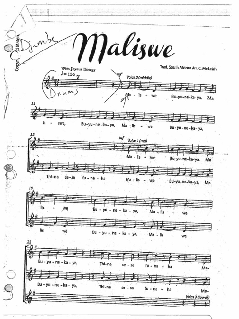 Maliswe. Traditional South African chant | PDF