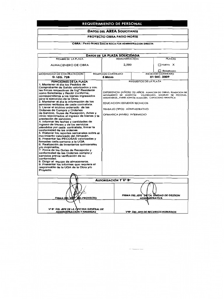 Almacenero de Obra | PDF