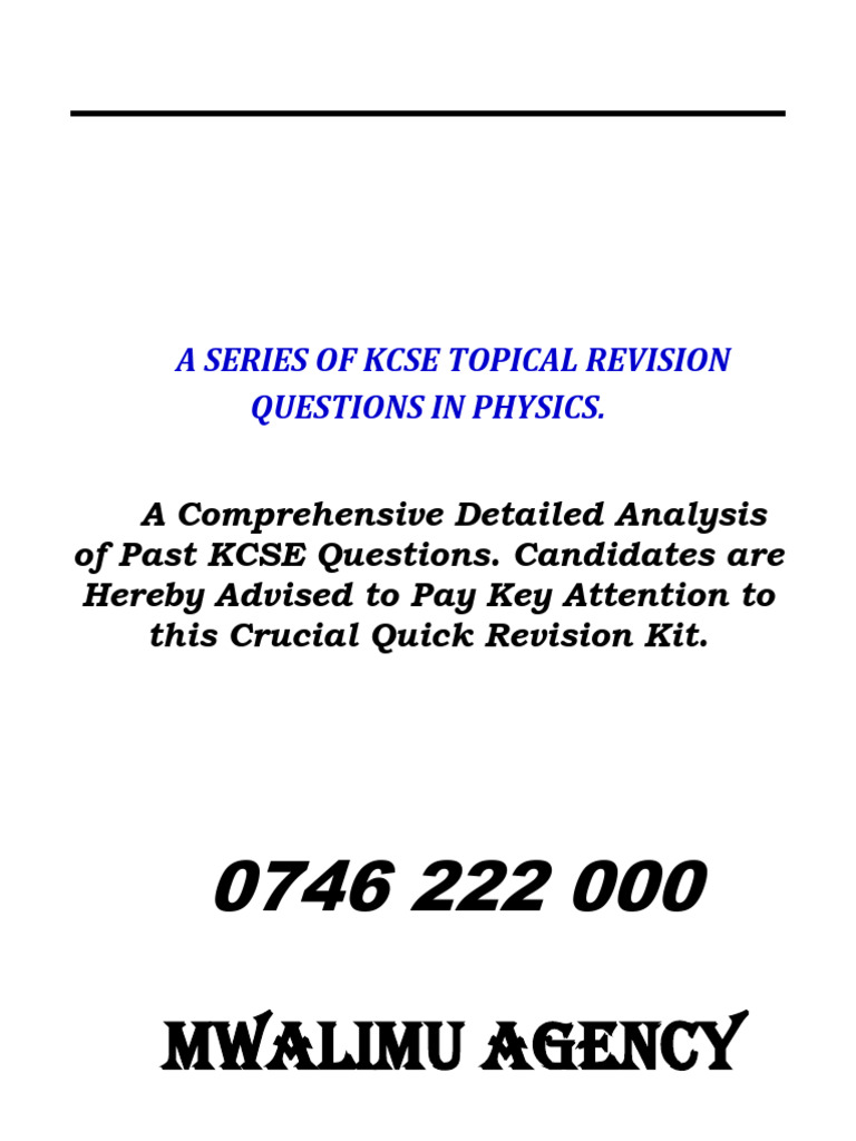 KCSE F1 PHYSICS TOPICALS | PDF | Gases | Pressure
