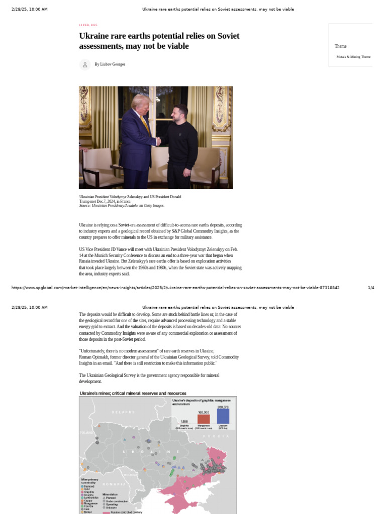 Ukraine Rare Earths Potential Relies On Soviet Assessments, May Not Be ...