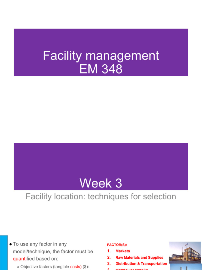 Facility Location Selection Techniques | PDF